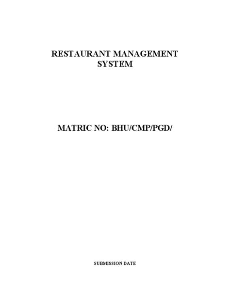 Restaurant Management System Pdf Computer Programming Computer Engineering
