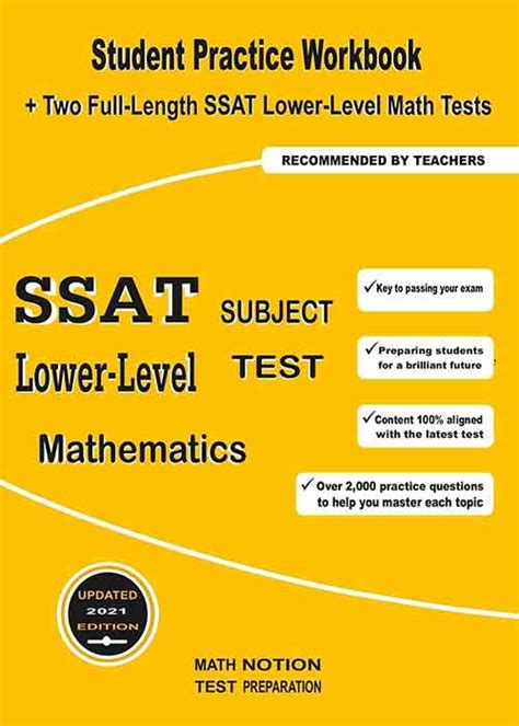Ssat Lower Level Subject Test Mathematics Student Practice Workbook