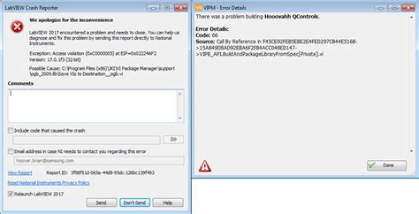 LabVIEW Access Violation Crash During Build With Rename Class VI Package Manager VIPM VIPM