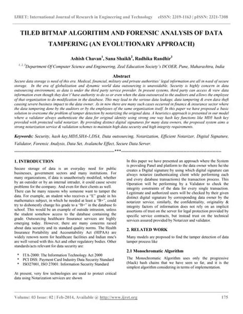 Tiled Bitmap Algorithm And Forensic Analysis Of Data Tampering An