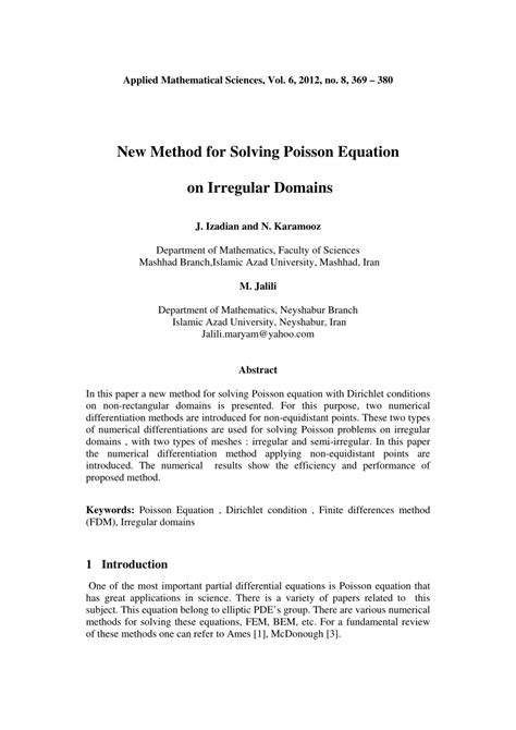 pdf new method for solving poisson equation on irregular domains
