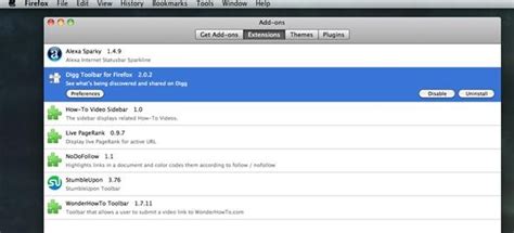 how to disable and uninstall mozilla firefox add ons plug ins