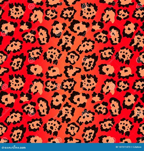 Seamless Pattern Red Leopard Texture Background Stock Vector