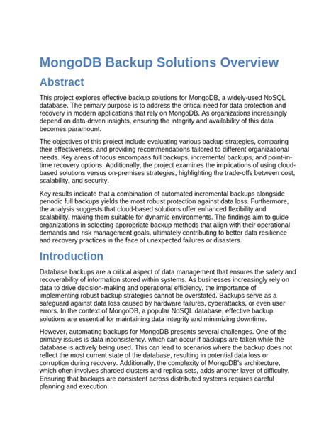 mongodb backup solutions overview pdf backup databases