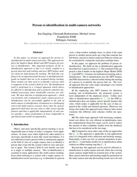 Pdf Person Re Identification In Multi Camera Networks
