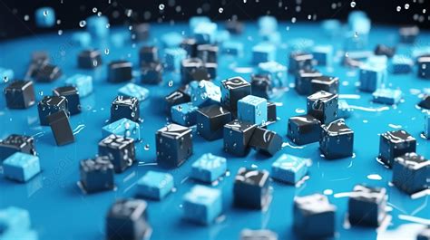 매혹적인 3d 일러스트레이션 생생한 파란색 배경에 비로 장식된 풍부한 큐브 천국 배경 추상 구름 배경 파란색 그림 배경 이미지 Hd 천국 추상 구름 파란색 그림