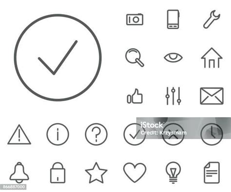 흰색 바탕에 설정에 성공 아이콘입니다 웹 및 모바일 애플 리 케이 션에 사용 하 여 범용 선형 아이콘 개체 그룹에 대한 스톡 벡터 아트 및 기타 이미지 Istock
