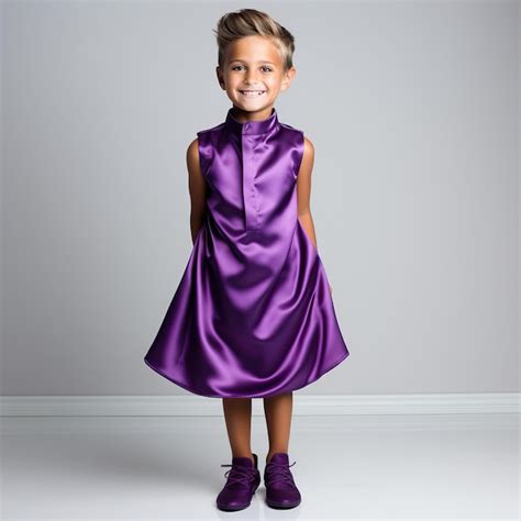 Roupa Roxa Menino Crian A Em Fundo Branco Isolado Alto Imagem Premium Gerada Com Ia