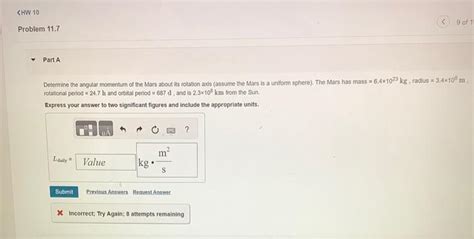 solved determine the angular momentum of the mars about ins