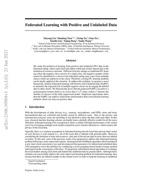 Federated Learning With Positive And Unlabeled Data Deepai