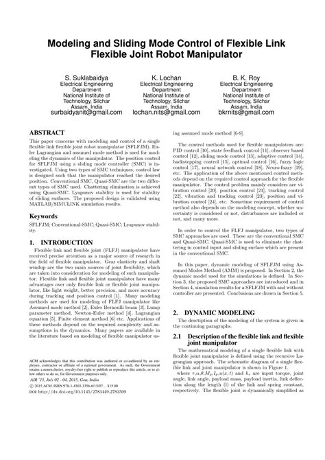 Pdf Modeling And Sliding Mode Control Of Flexible Link Flexible Joint