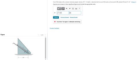 Solved If Arm Oa Rotates With A Constant Clockwise Angular