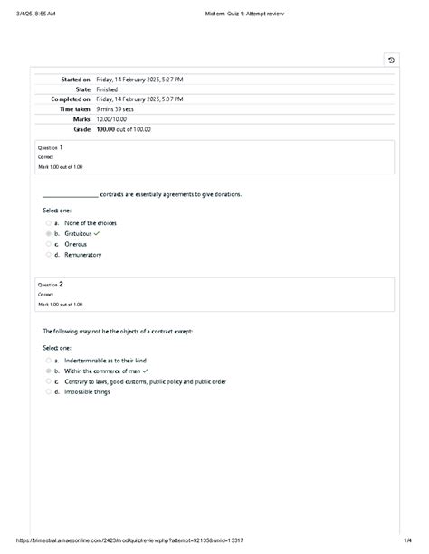 midterm quiz 1 attempt review started on friday 14 february 2025 5