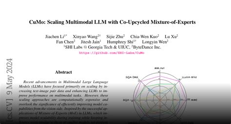 Paper page - CuMo: Scaling Multimodal LLM with Co-Upcycled Mixture-of-Experts