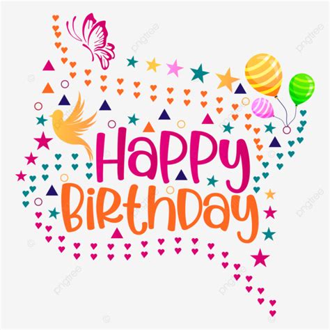 풍선 및 하트 일러스트와 함께 생일 축하 빨간색 타이포그래피 텍스트 벡터 생일 축하 해요 생일 축하 레드 타이포그래피 생일 축하해 타이포그래피 Png 일러스트 및