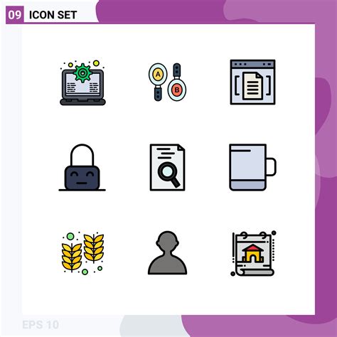 9 Thematic Vector Filledline Flat Colors And Editable Symbols Of Hr On Archive Lock Interface