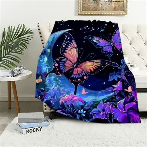 Bciig Butterfly Moon Fantasy Art Warm Lightweight Blanket Soft Fleece