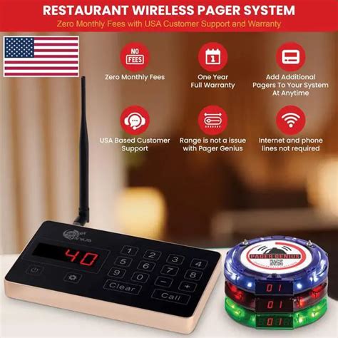 Pager Genius Complete 10 Restaurant Wireless Pager System 10 Table
