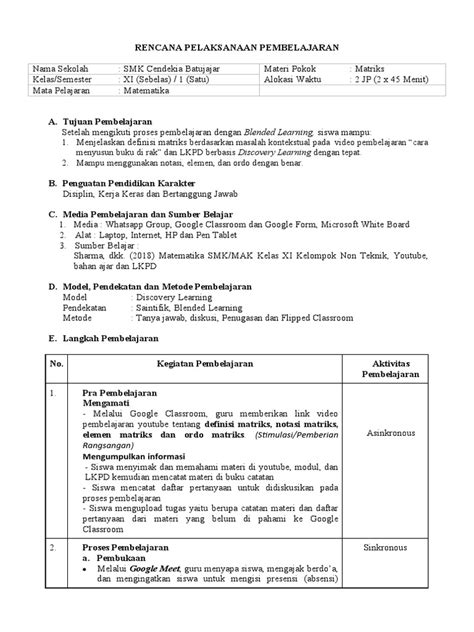 Contoh Rpp Blended Learning Dengan Metode Flipped Classroom Pdf