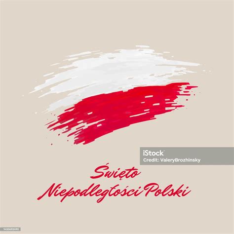 11 월 11 일 폴란드 독립 기념일 벡터 템플릿 밝은 배경에 브러시 스트로크로 칠해진 폴란드 국기 국경일 11월 11일 인사말 카드 번역 폴란드 독립 기념일 11에 대한