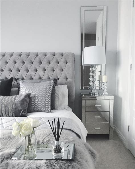 Grey Bedroom Inspo Grey Interior Bedroom Silver Mirror Side Tables