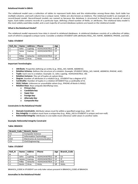 Relational Model In Dbmslecture 1 Pdf Relational Model