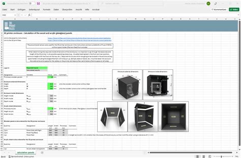 Free 3d Printing Template 3d Printer Enclosure Excel Sheet 3d Print Files