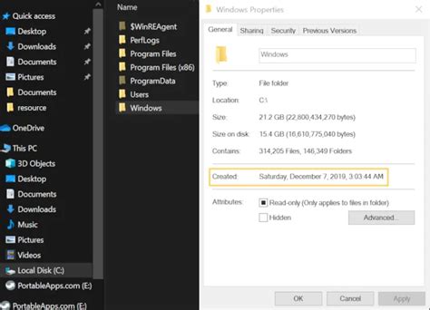 how to find the windows install date