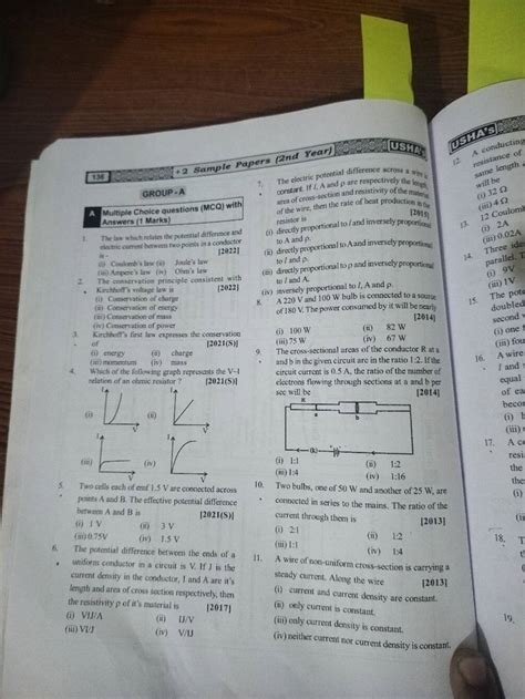 The Electric Potential Difference Across A Wire Y Constant If A And