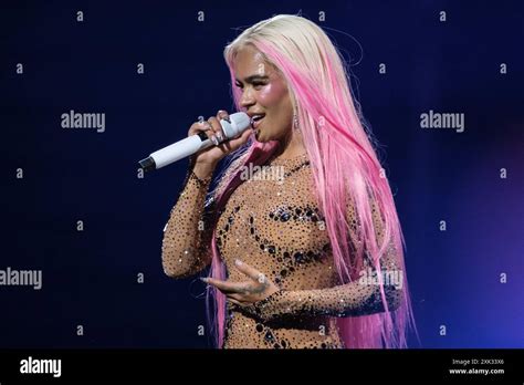 The Singer Karol G During A Performance At The Santiago Bernabeu On