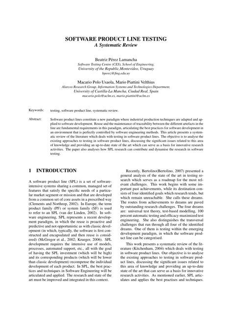 Pdf Software Product Line Testing A Systematic Review