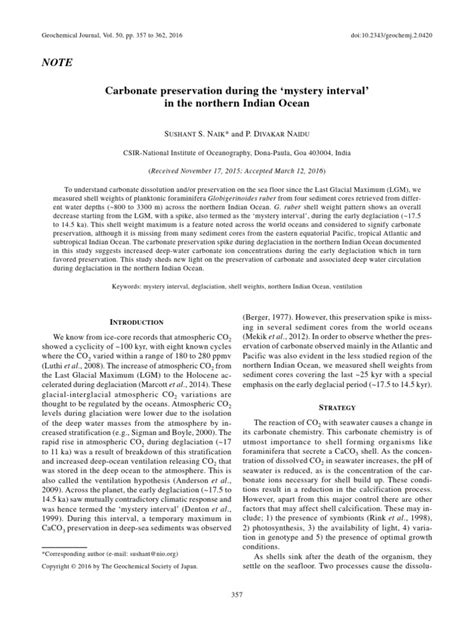 Carbonate Preservation During The ‘mystery Interval In The Northern