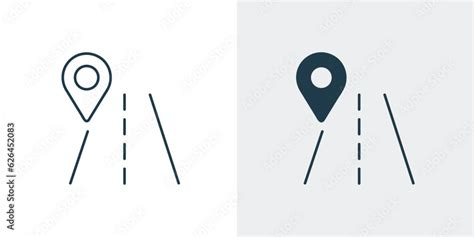 route location icon vector destination with a map pin and road line