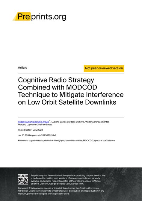 Pdf Cognitive Radio Strategy Combined With Modcod Technique To