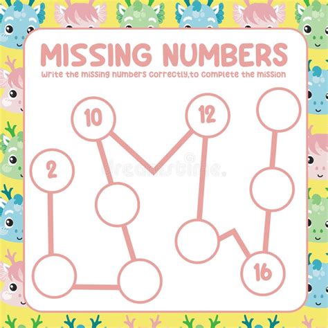 Missing Numbers Worksheet Write The Answer Correctly Stock
