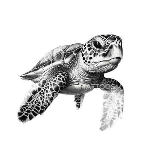 Black And White Turtle Tattoo
