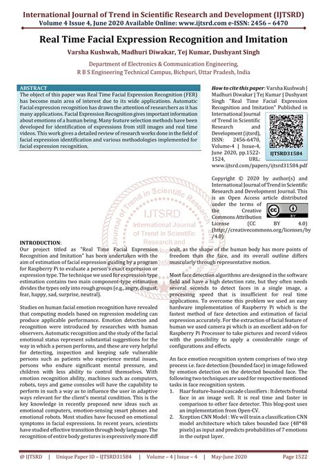 Real Time Facial Expression Recognition And Imitation PDF Computing Technology Computing