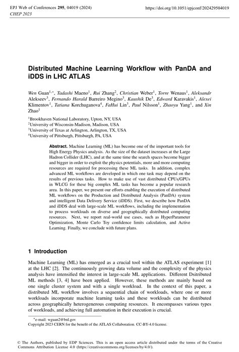 Pdf Distributed Machine Learning Workflow With Panda And Idds In Lhc