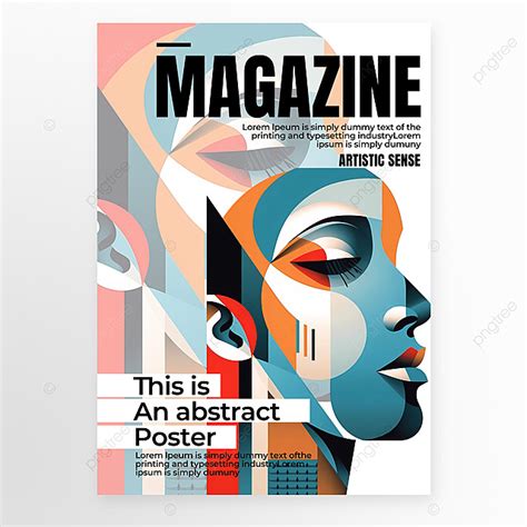 유행 창조적 인 그림 기하학 인기있는 잡지 표지 템플릿 Psd 다운로드 디자인 자료 다운로드