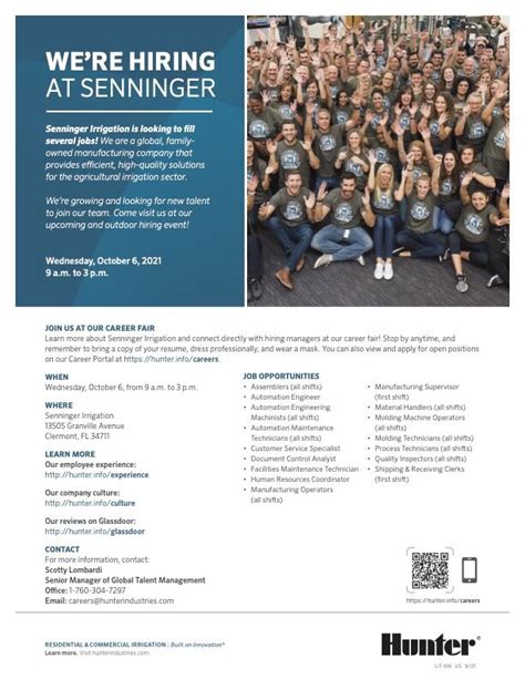 Steve Abernethy On Linkedin Senninger Is Hiring Join Us At Our Job Fair In Clermont Fl On