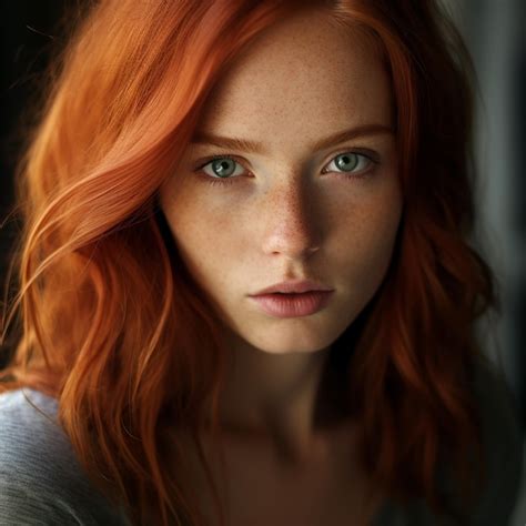 Premium Photo Sensual Close Up Portrait Of A Young Ginger Caucasian
