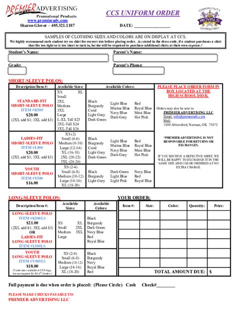 Fillable Online Ccs Uniform Order Forms 2020 Fax Email Print Pdffiller