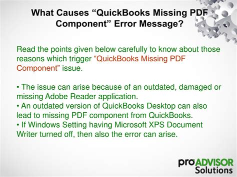 Ppt Quickbooks Missing Pdf Component In A Nutshell Powerpoint