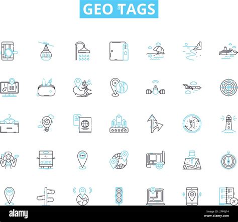 Geo Tags Linear Icons Set Latitude Longitude Coordinates Location Maps Finding Direction