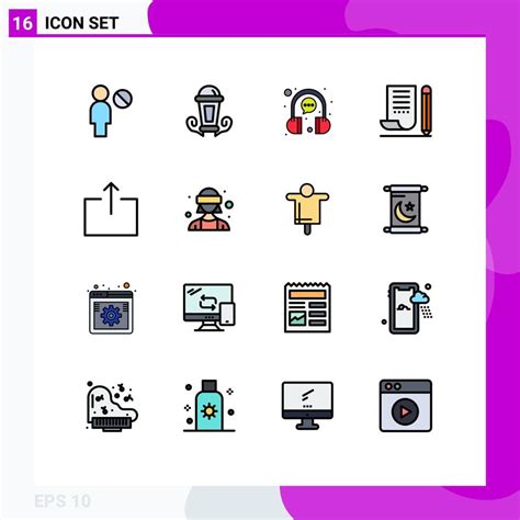 Set Of 16 Modern Ui Icons Symbols Signs For Arrow Notepad Chat Notebook Jotter Editable Creative