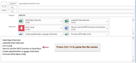 how to list all attachment names into message body when composing email