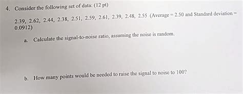 Solved Consider The Following Set Of Data Average Chegg