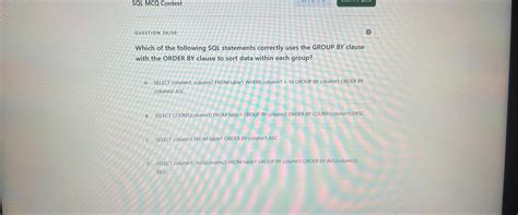 Solved Sql Mcq Contestquestion 2630which Of The Following