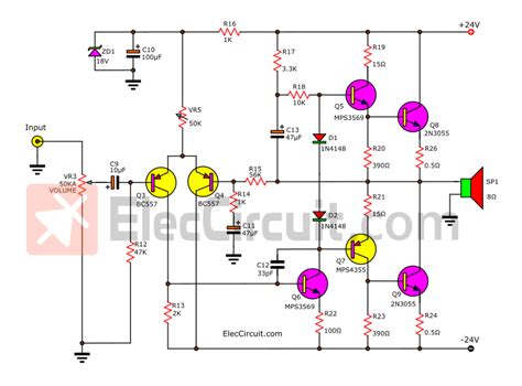 Hi Fi 100 Watt Amplifier Circuit Using 2n3055 Transistors 60 Off