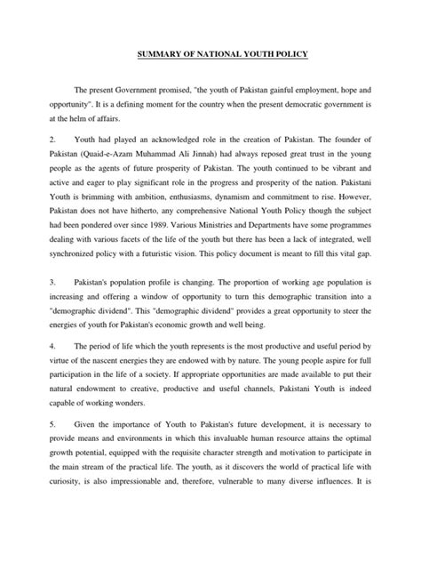 Pakistans National Youth Policy Pdf Muhammad Ali Jinnah Pakistan